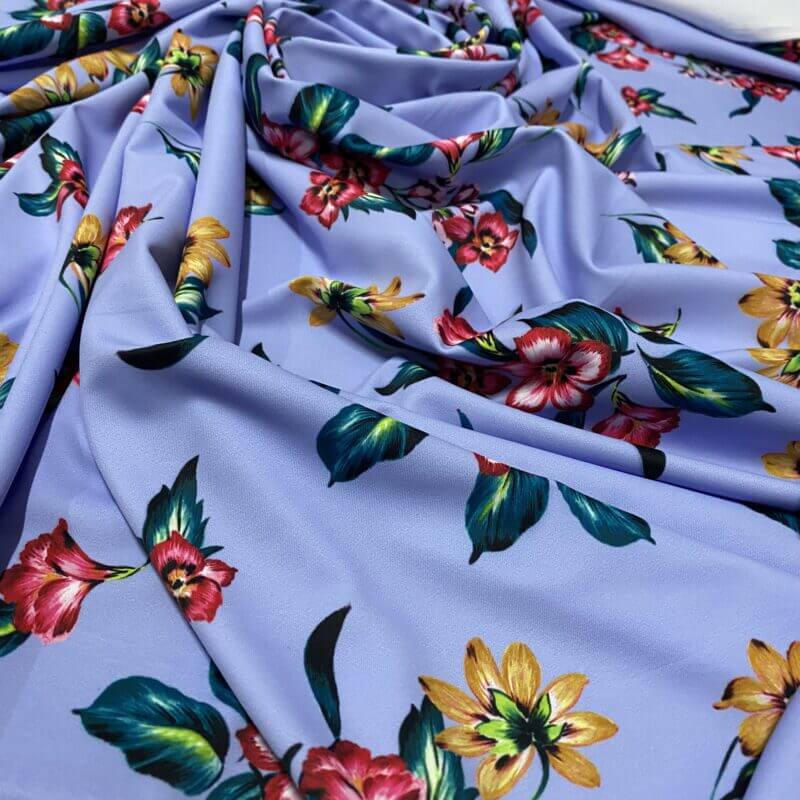 Spring Blue Floral Print Spandex Fabric Sheet Best Seller By Yard (279 ...