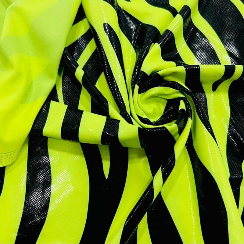 Neon Green Zebra Animal Print Fabric (158-1) Spandex Fabric