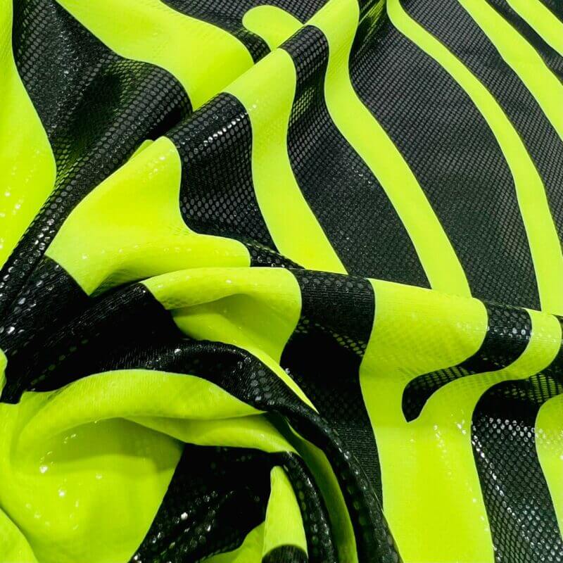 Neon Green Zebra Animal Print Fabric (158-1) Spandex Fabric