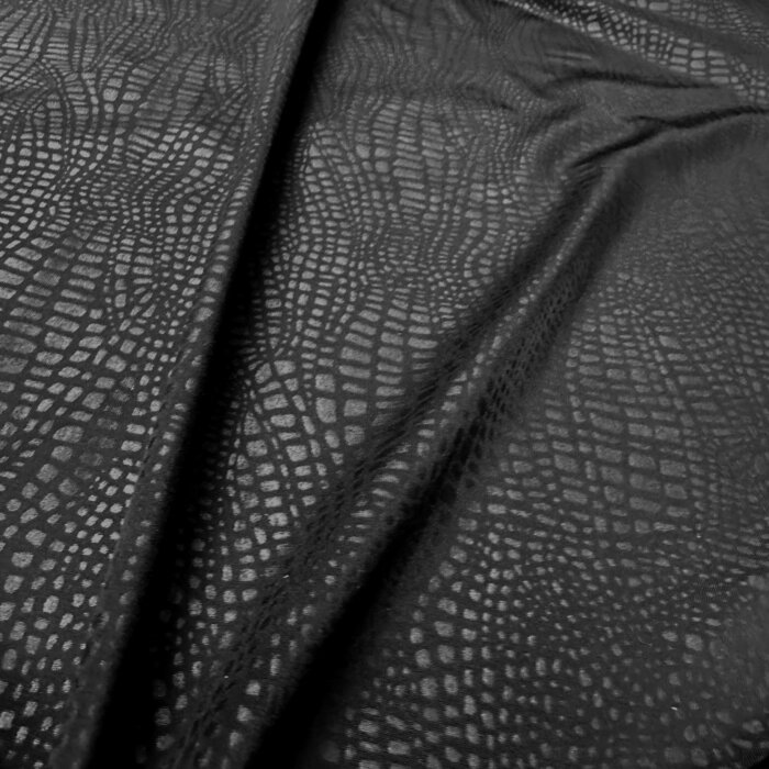Animal Print Black Snake Metallic Nylon Lycra Spandex Fabric