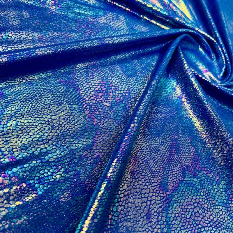 Blue Litmus Pearl Hologram Metallic Stretch Foil Hologram Fabric